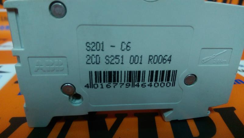 ABB S201-C6 Circuit Breaker - PLC DCS SERVO Control MOTOR POWER SUPPLY IPC ROBOT